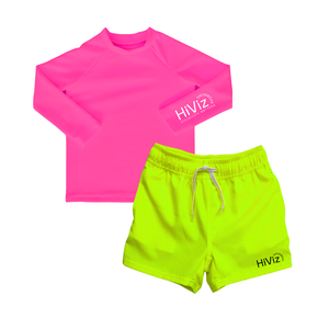 Bright Swimwear | Girls' Neon Rash Guard Set - UPF 50+ Long-Sleeve Neon ...