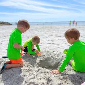 Kids' Neon Rash Guard in Neon Yellow and Green | UPF 50+ | HiViz Swimwear