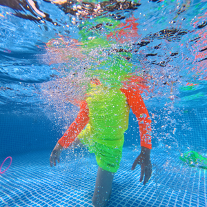 Kids' Neon Rash Guard Neon Orange and Yellow | UPF 50+ | HiViz Swimwear